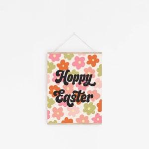 Hoppy Easter Print, Spring Wall Art, Kids Easter Print, Groovy Easter ...