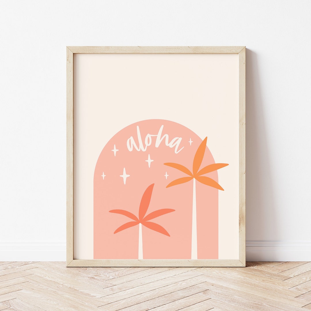 Boho Palms Print, Aloha Printable, Girls Room Art, Pink Boho Prints ...