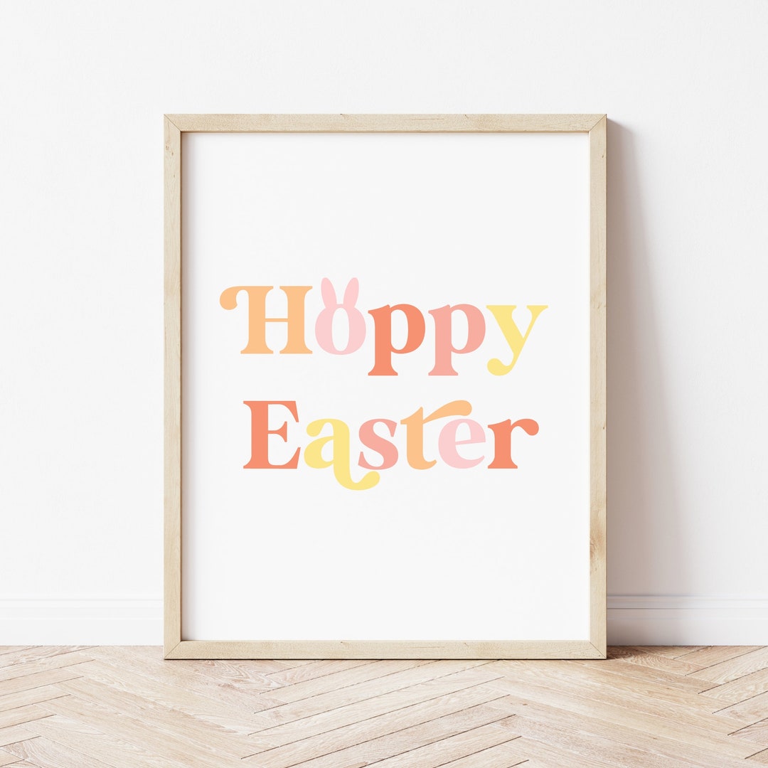 Hoppy Easter Print, Spring Wall Art, Kids Easter Print, Spring ...