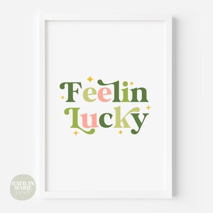 Feelin Lucky Print, St. Patricks Day Prints, Groovy St. Patricks, Boho ...