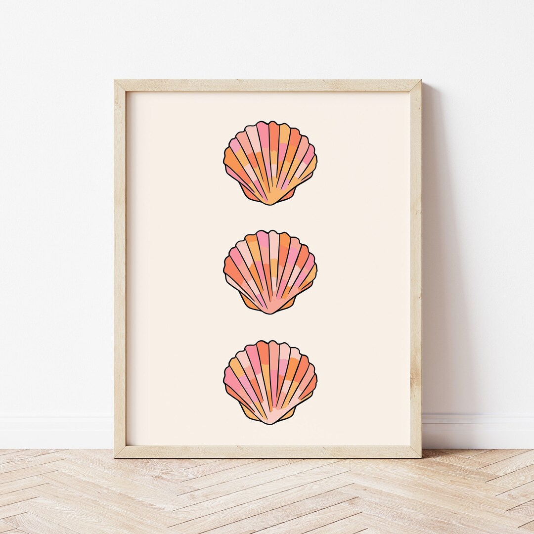 Colorful Seashells Print, Boho Beach Print, Shell Printable, Girls Room ...