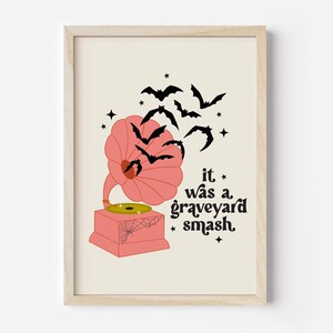 Spooky Record Player Print, Retro Halloween, Monster Mash Print, Boho ...
