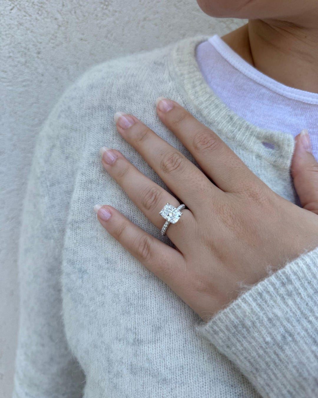 Pave Cushion Cut Diamond Engagement Ring Solid Gold - Etsy