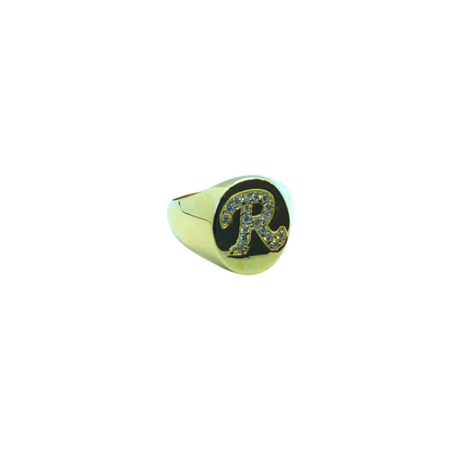 R Letter Ring Dainty Oval Signet Ring Made of 14k Gold Solid - Etsy