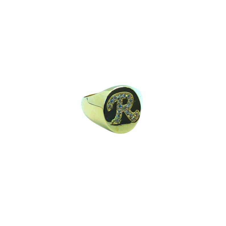 R Letter Ring Dainty Oval Signet Ring Made of 14k Gold Solid - Etsy