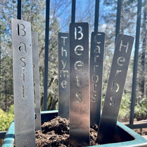 Individual Metal Garden Markers | Individual Plant Stakes | Individual Herb Markers | Rustic ...