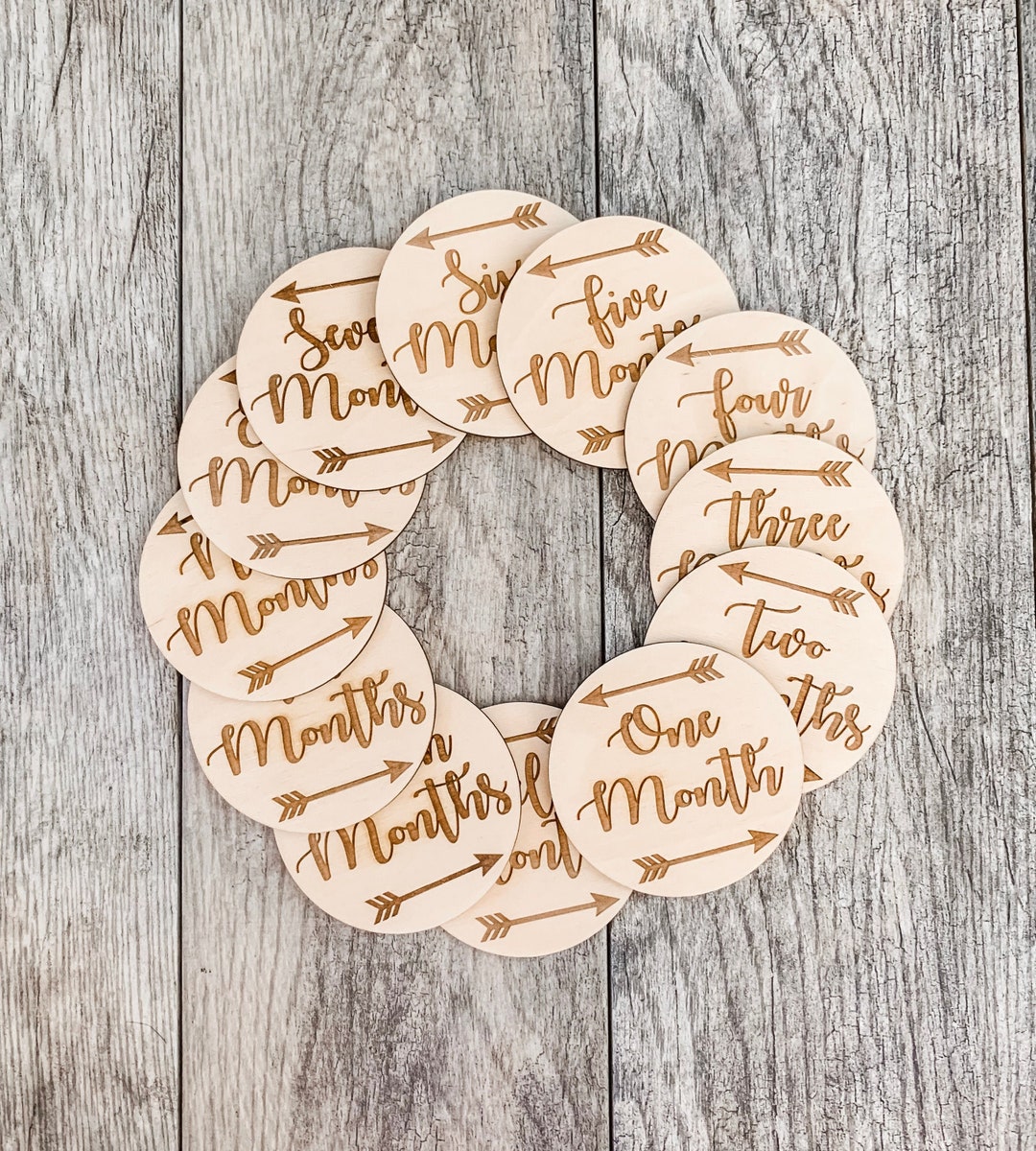 Wood Milestone Marker, 12 Month Milestone Marker Set, Monthly Milestone ...