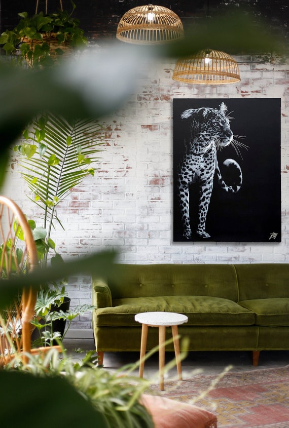 Large Original Leopard Spray Paint Canvas / Painting / Wall | Etsy