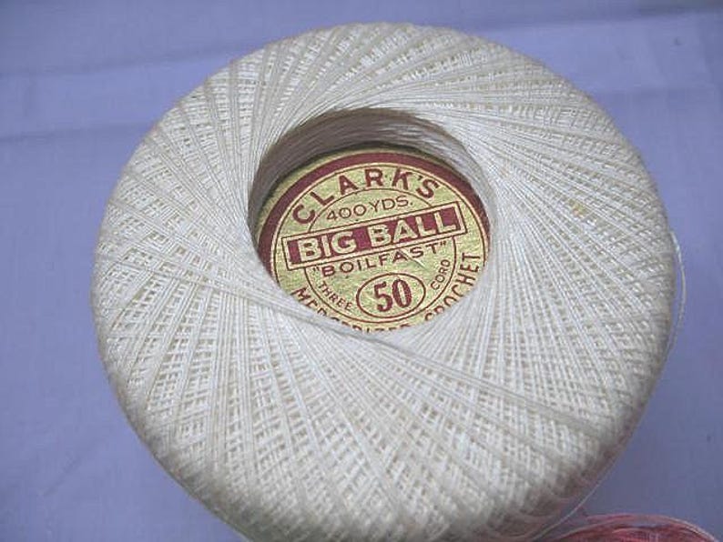 Vintage Cotton Crochet/tatting Thread Small Balls Creme, Green ...