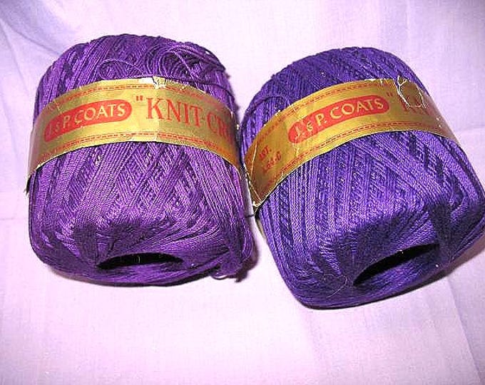 Lot of 2 Vintage Crochet Thread Balls ~ Dark Purple Coats and Clark ...