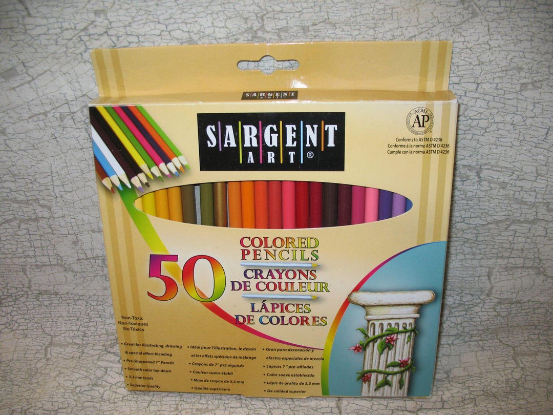 Sargent Art 50 Colored Pencils in Box School Home Mixed Media Sketching ...