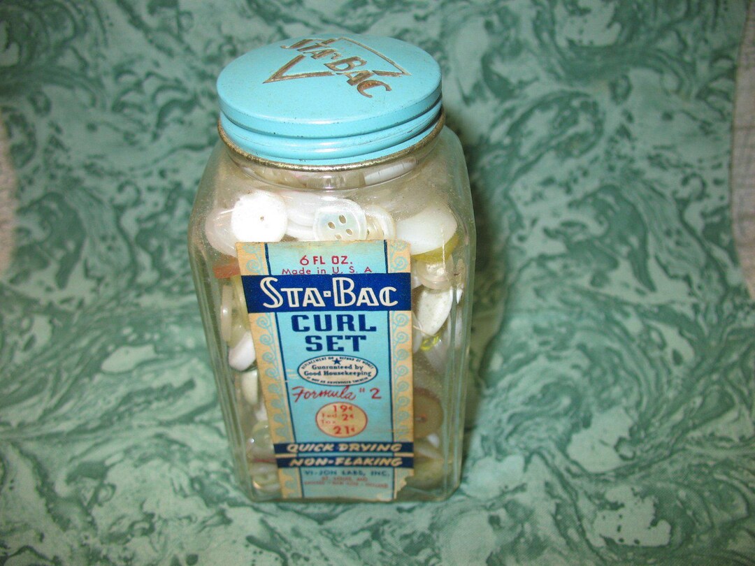 Old Farmhouse Button Jar With Metal Lid and Label Filled With Shades of ...