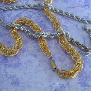 Vintage Rope Chain Necklace Chunky 1980's Style Gold Tone or Silver ...