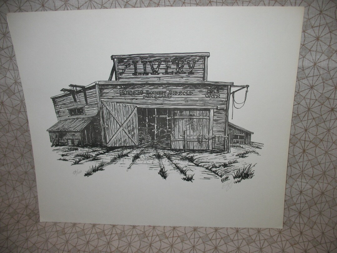 Vintage Pen & Ink Line Drawing Print 10.75" X 12.75 Numbered Limited ...