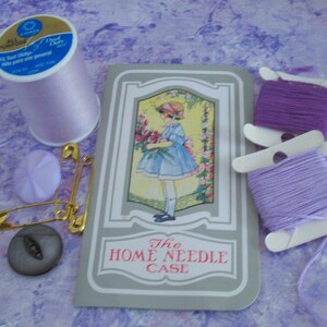 Adorable Tin Filled With Purple Sewing Notions Needle Book Thread ...
