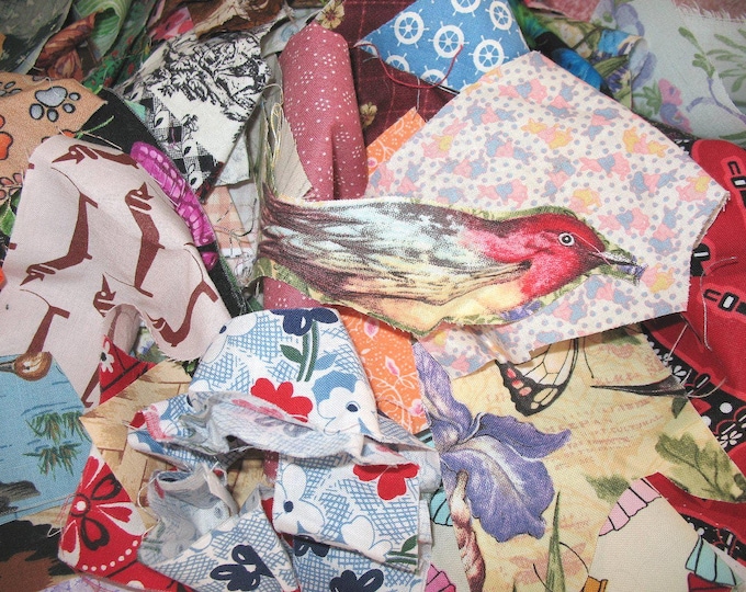 Vintage Fabric Scraps Bundle 8 Oz - 1/2 Pound Sewing Crafts Quilts Junk ...