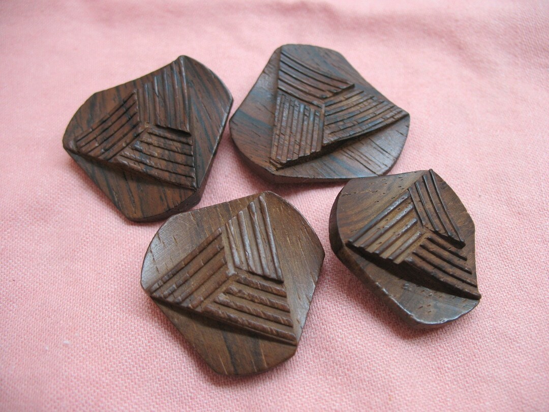 Larger Vintage Set Faux Wood Buttons Set of 4 Sewing Crafts Country ...