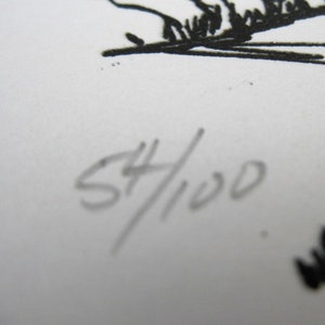 Vintage Pen & Ink Line Drawing Print 10.75" X 12.75 Numbered Limited ...