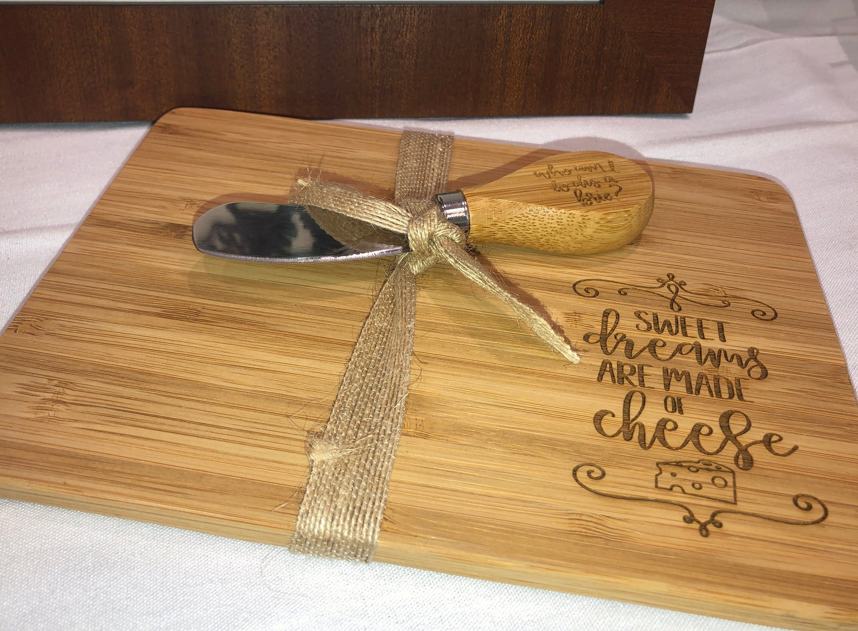 Custom Engraved Cheese Board 8x5.5 and Knife Set | Etsy