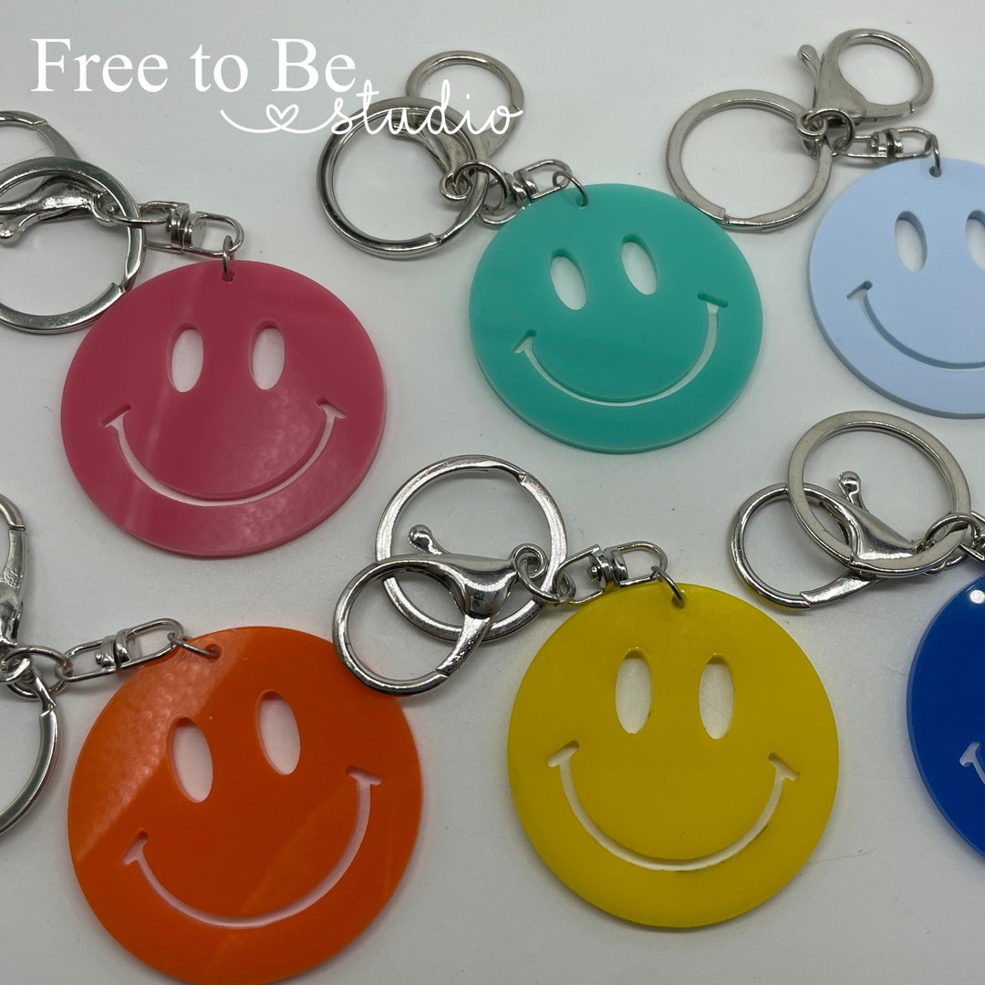 Retro Smiley Keychain Bag Tag, Purse Tag, Gift Topper, Party Favor ...