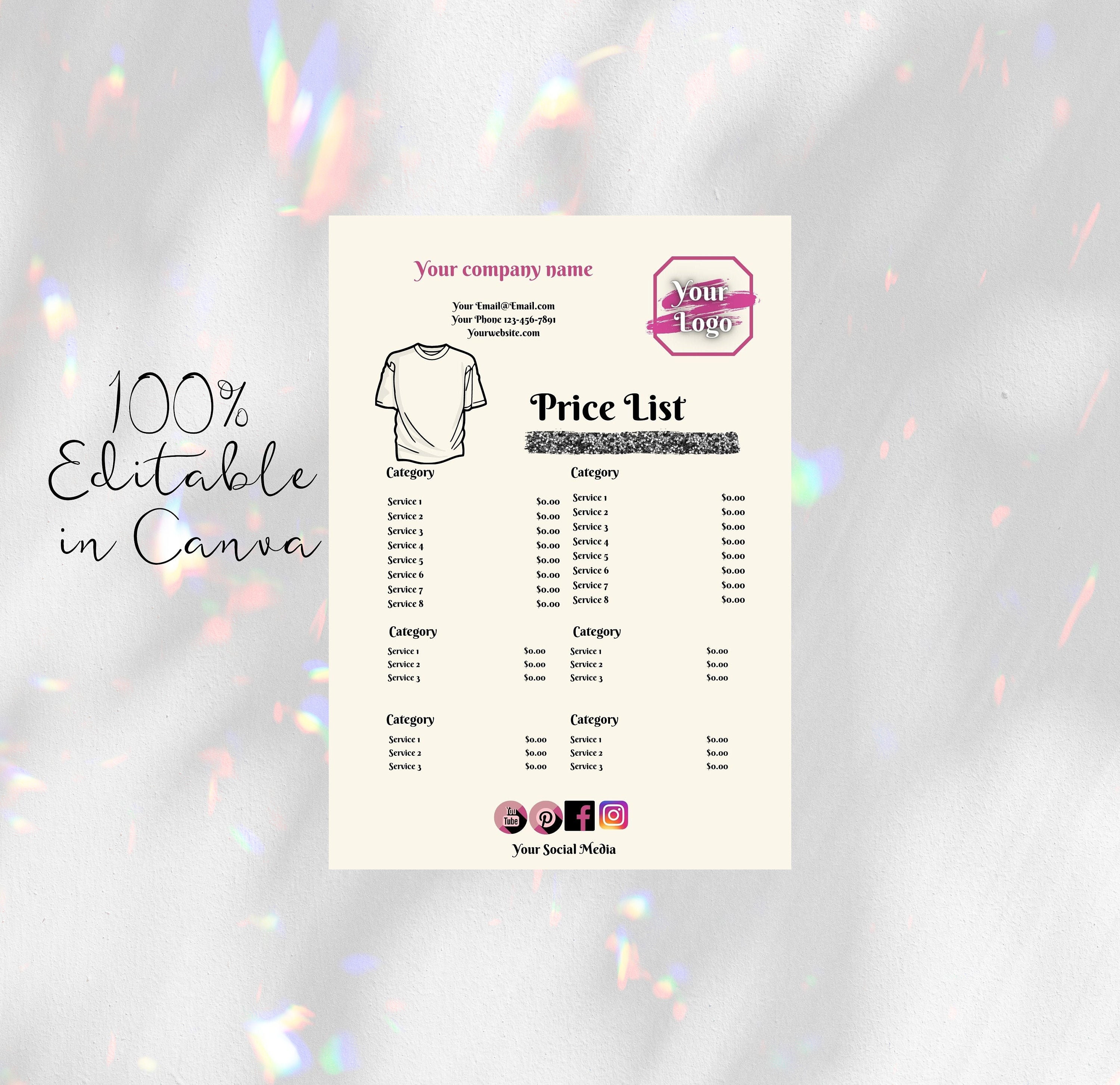 T Shirt Price List Template How Do You Price A Switches 