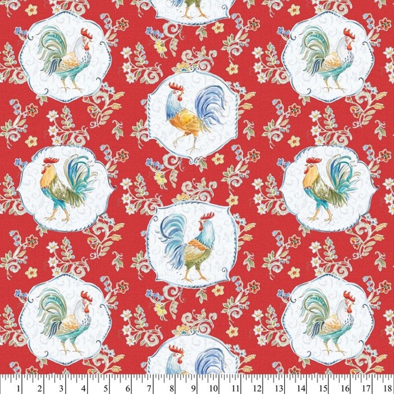 Rooster & Chicken Fabric, Rooster Fabric, Chicken Fabric, Rooster ...