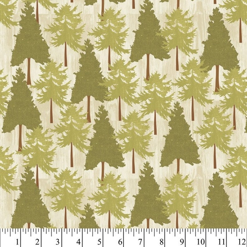Tree Fabric by the Yard, Woodland Tree Fabric, Pine Tree Fabric, Forest ...