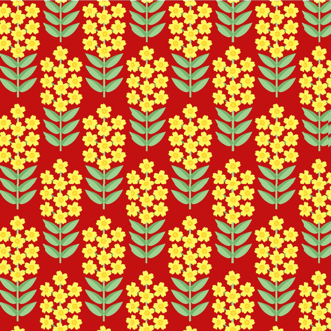 Yellow Flower Quilt Fabric, Yellow Flowers Fabric, Yellow & Red Flowers ...