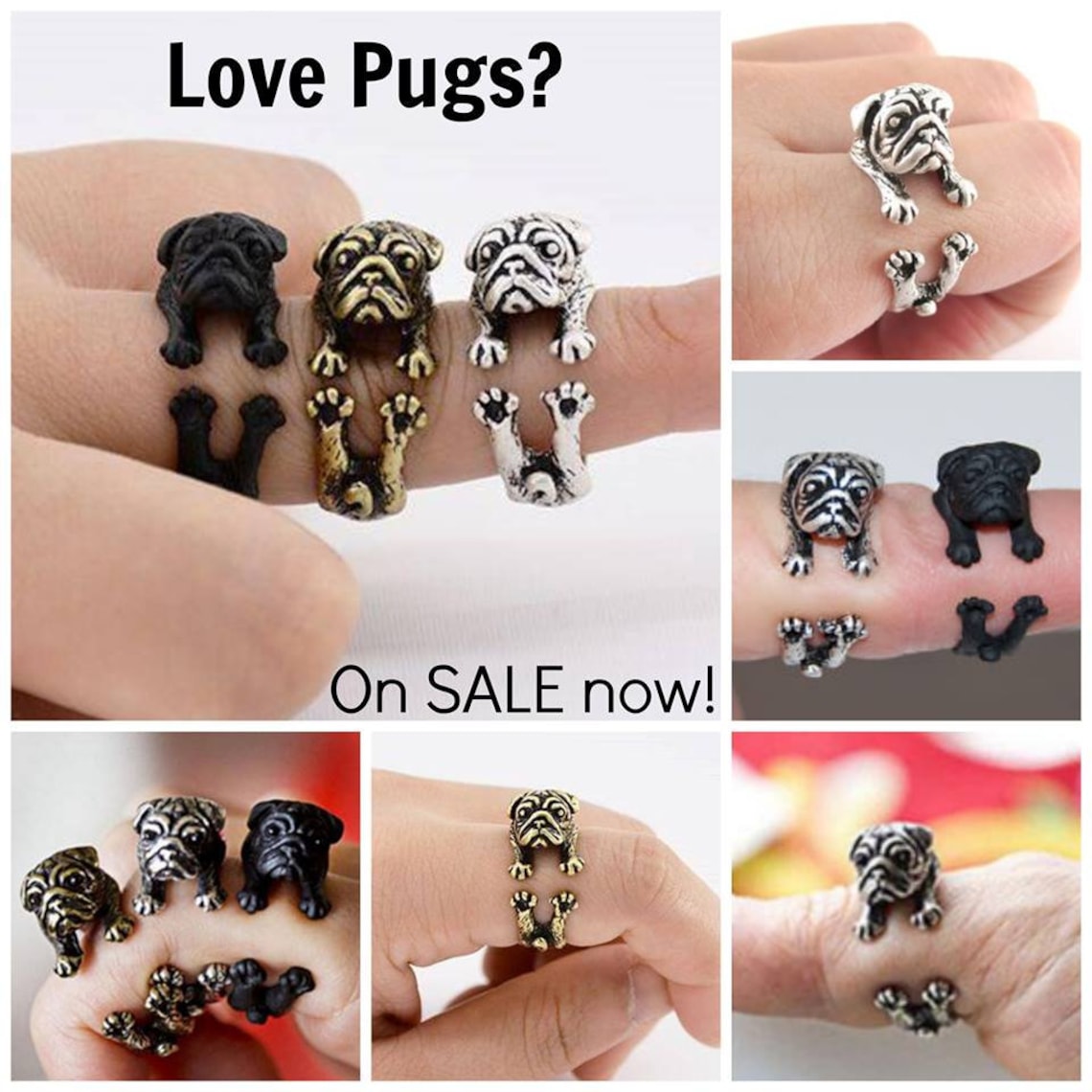 Pug Ring, Dog Pug Ring, Pug Gifts, Pug Jewelry, Pet Jewelry, Pet ...