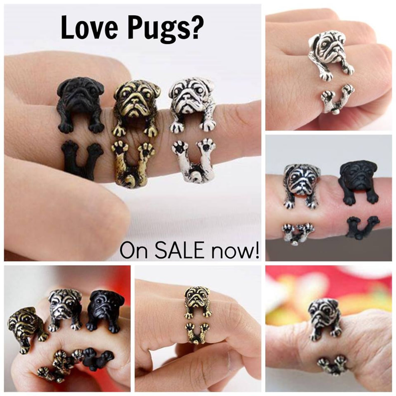 Pug Ring, Dog Pug Ring, Pug Gifts, Pug Jewelry, Pet Jewelry, Pet ...