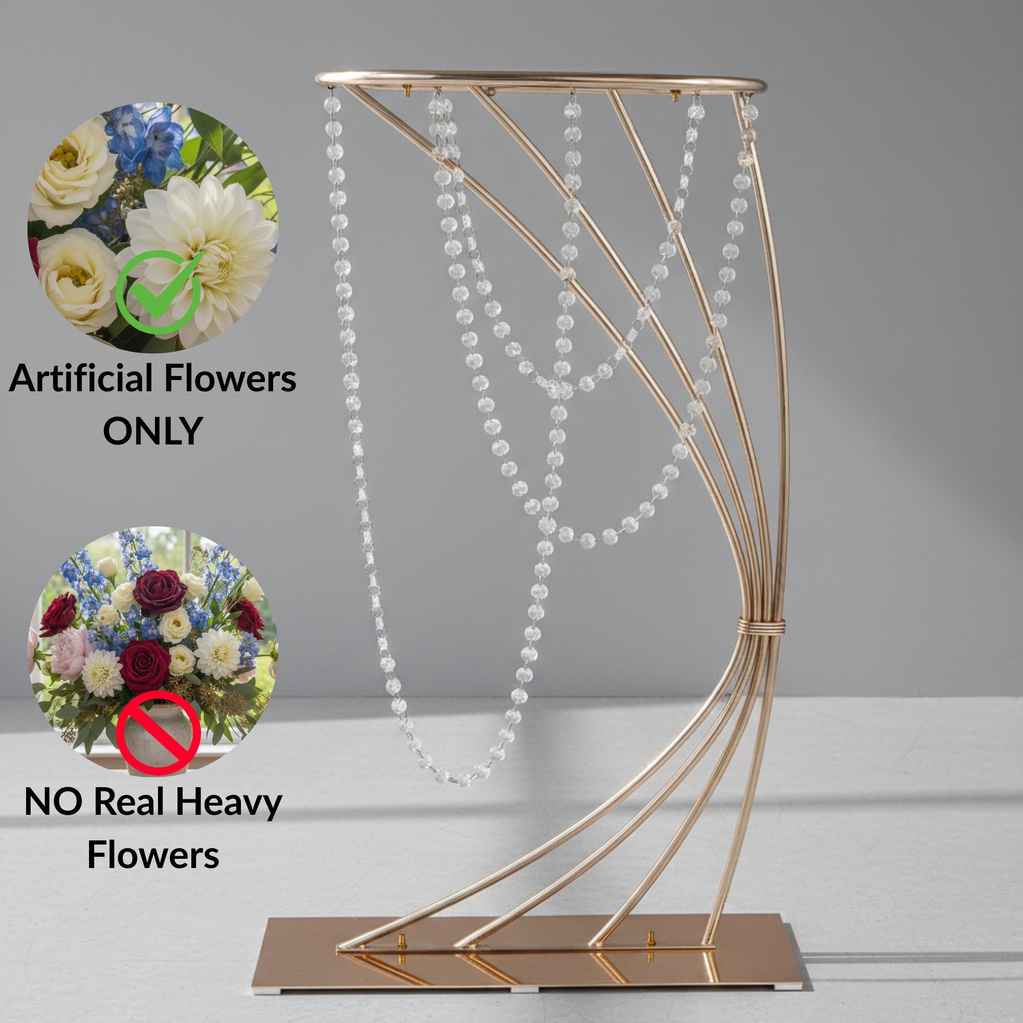 32" Modern C-shape Gold Metal Centerpiece Stand – Geometric Tall Floral ...
