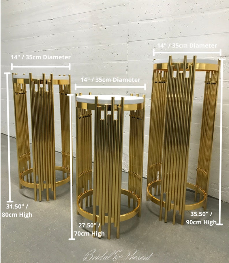 New Set of 3 Pcs Plinths Gold Round Metal Plinths Wedding - Etsy