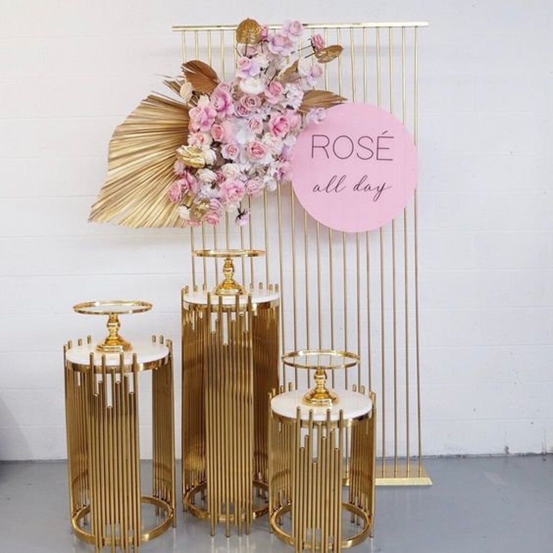 New Set of 3 Pcs Plinths Gold Round Metal Plinths Wedding - Etsy