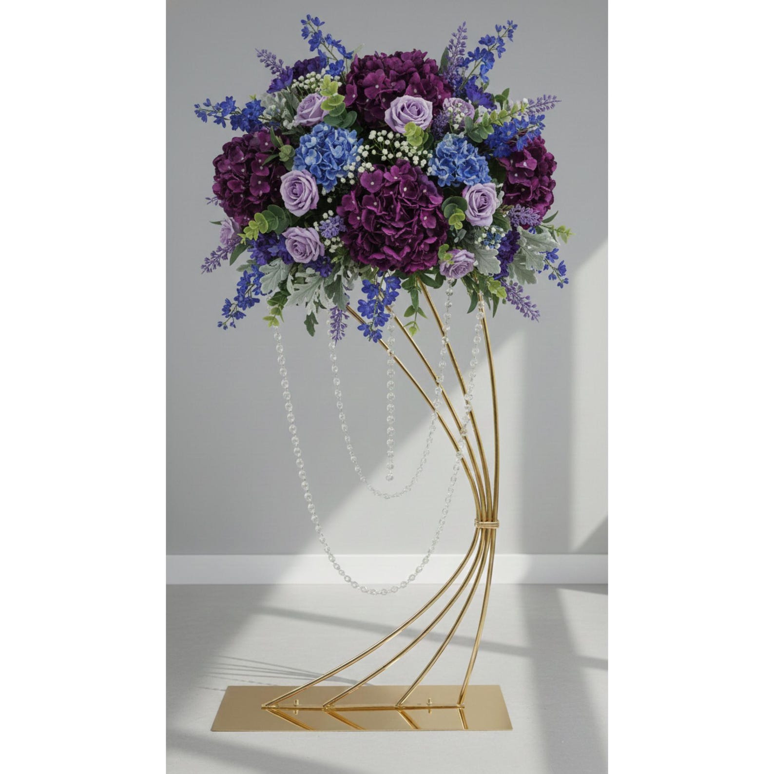 32" Modern C-shape Gold Metal Centerpiece Stand – Geometric Tall Floral ...
