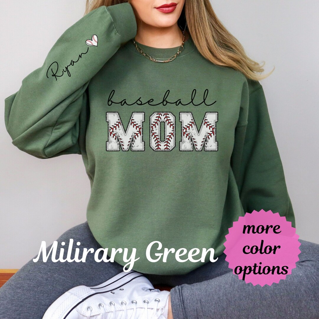 Custom Baseball Mom Sweater With Name on Sleeve, Baseball Mom Sweater ...