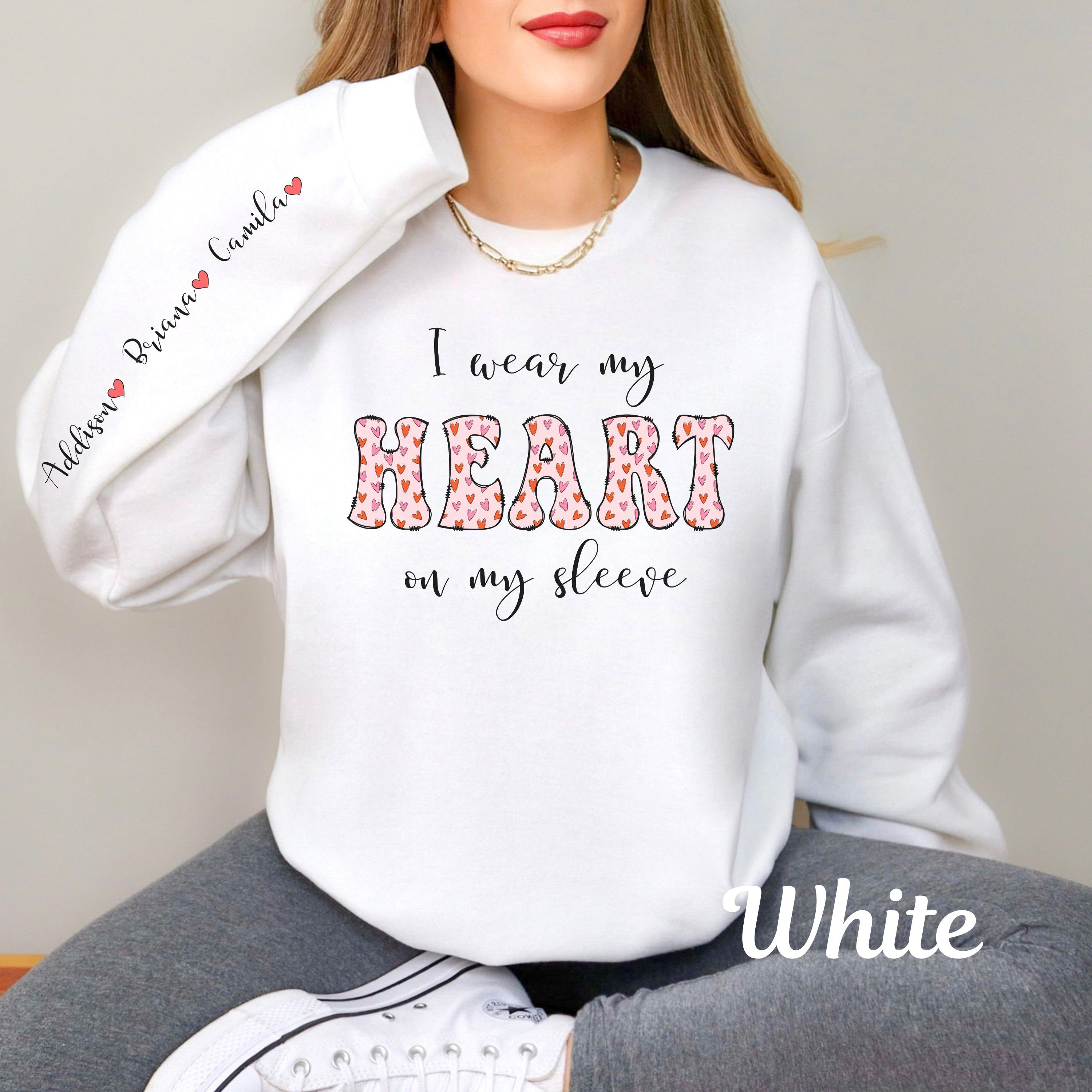 Custom Heart on My Sleeve Mom Sweater With Names - Etsy