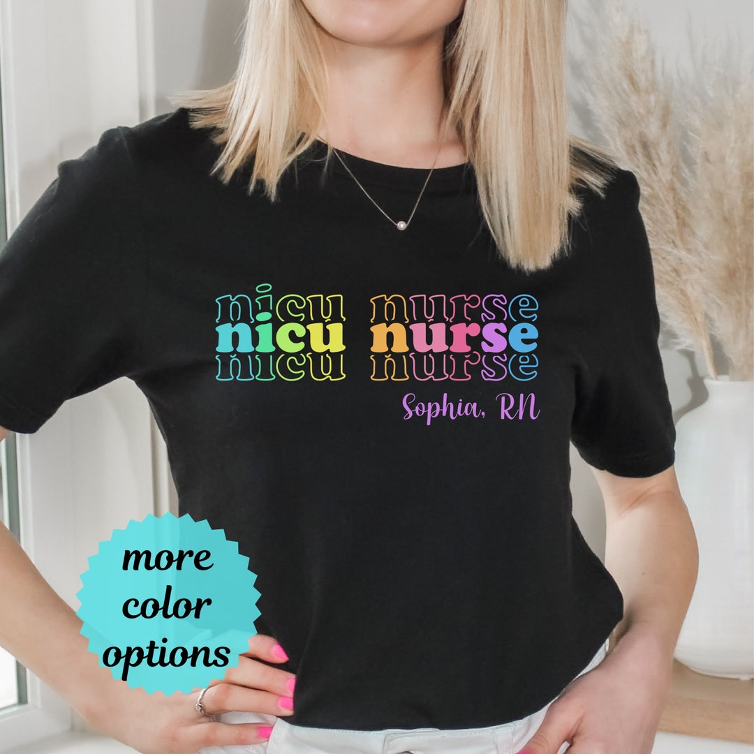 Custom Retro Pastel NICU Nurse Shirt, Spring Nicu Nurse Shirt, Nicu ...