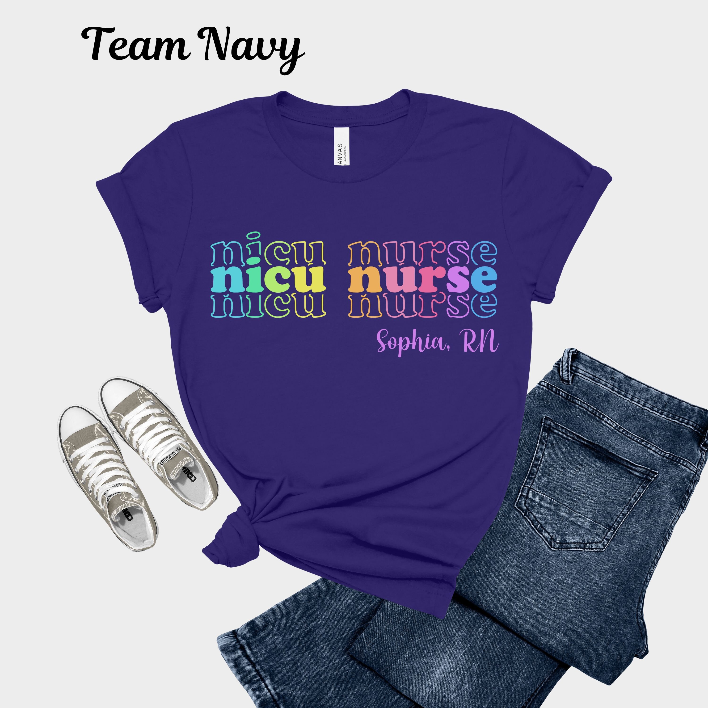 Custom Retro Pastel NICU Nurse Shirt, Spring Nicu Nurse Shirt, Nicu ...