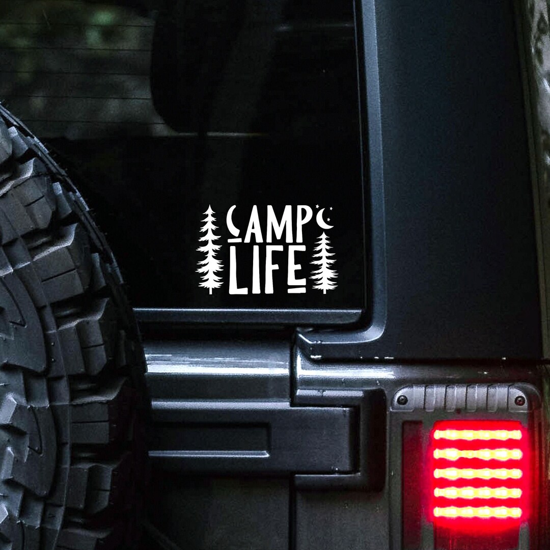 Camping Decal, Camping Life With Trees Moon and Stars - Etsy