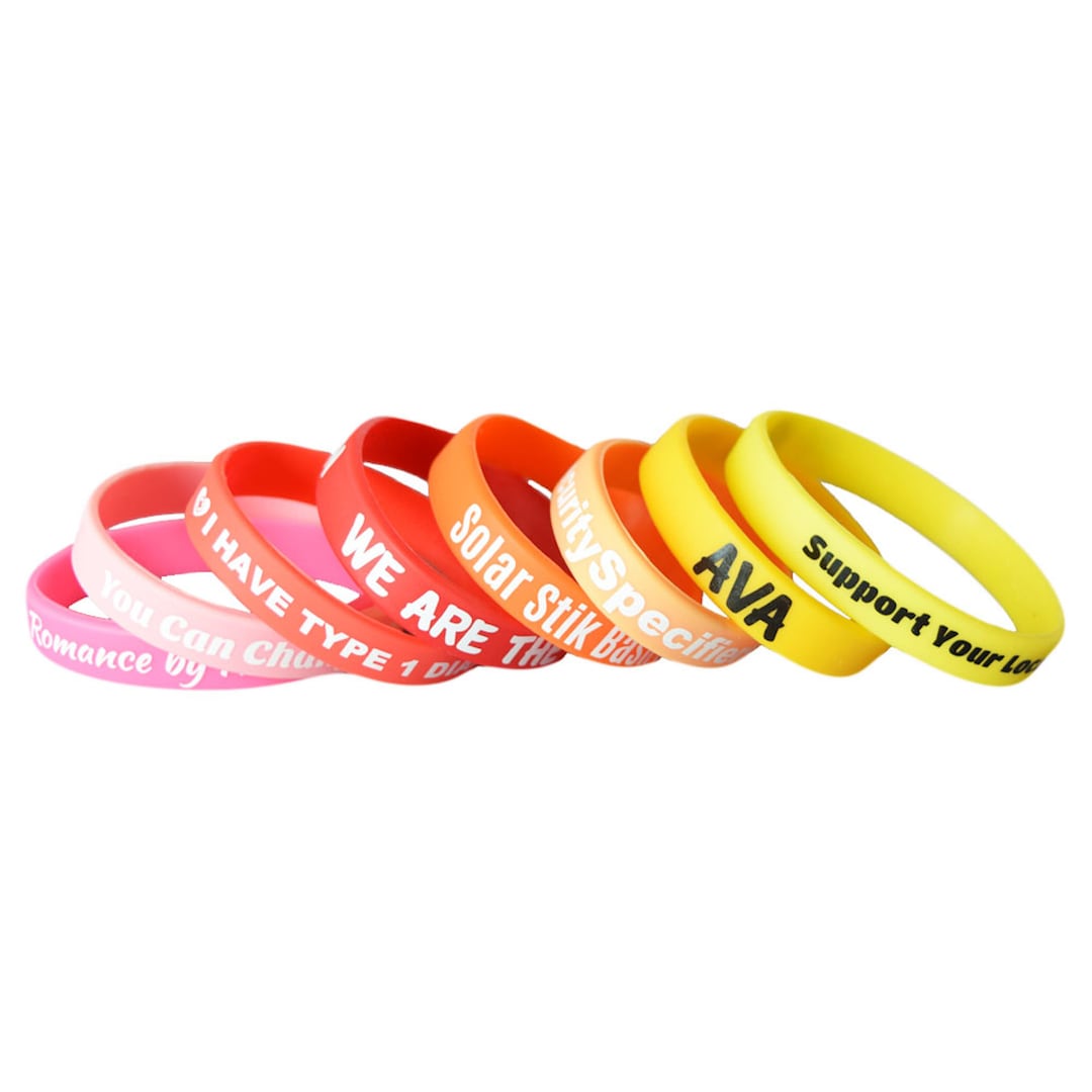 Printed Custom Silicone Wristbands 50 Pack Personalized Rubber ...