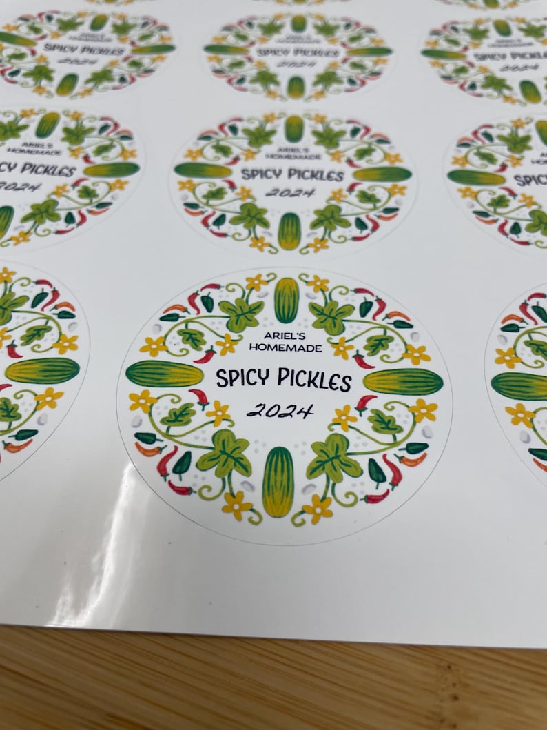 Custom Pickle Canning Labels - Sheet of 12 Stickers - Etsy