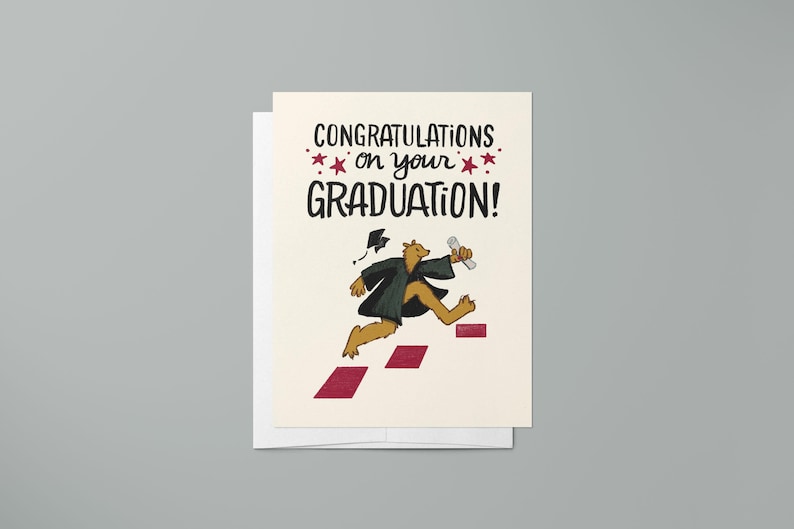 Mascot Graduation Card | Congratulations Card | Celebratory Leap - Etsy