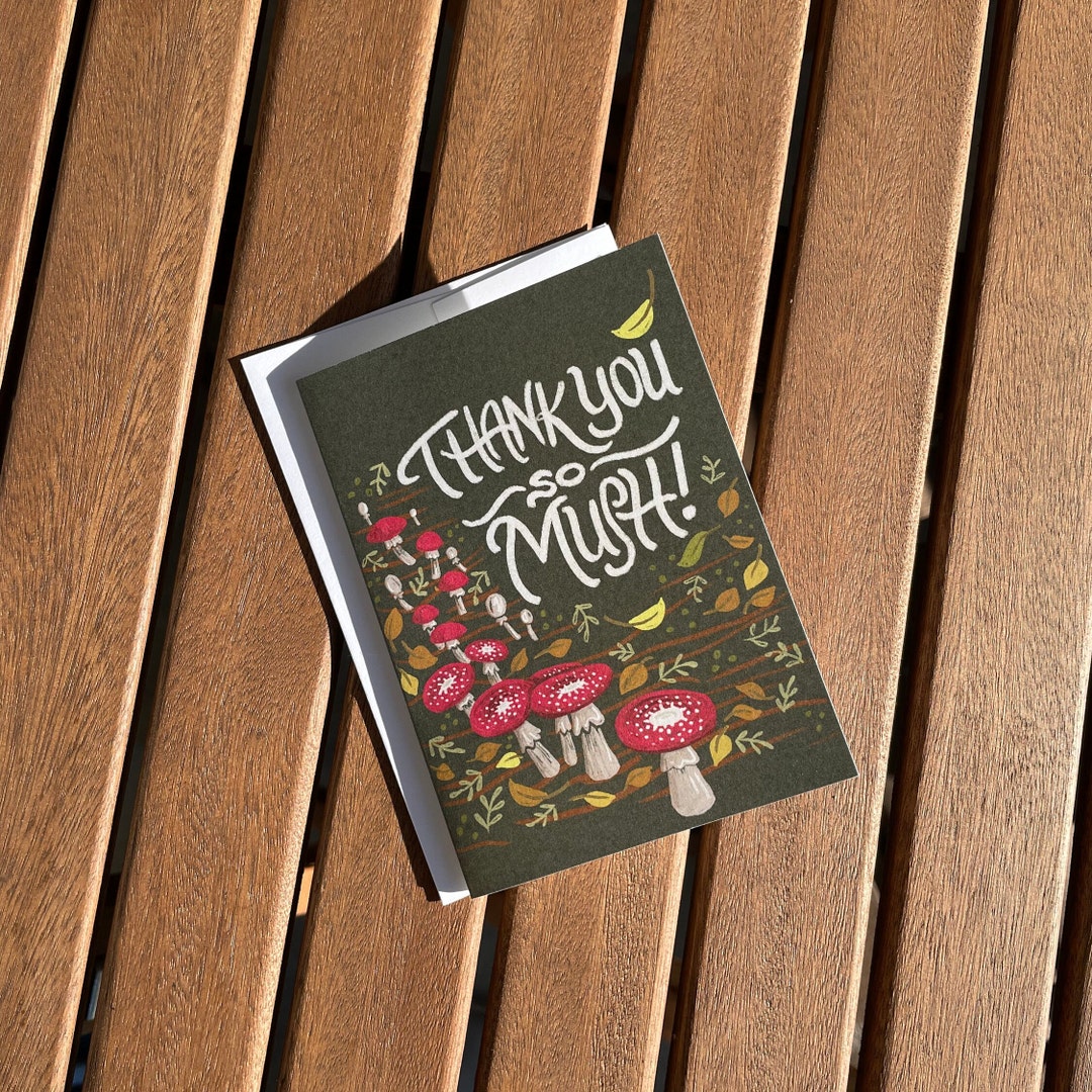 Thank You so MUSH Mushroom Card - Etsy