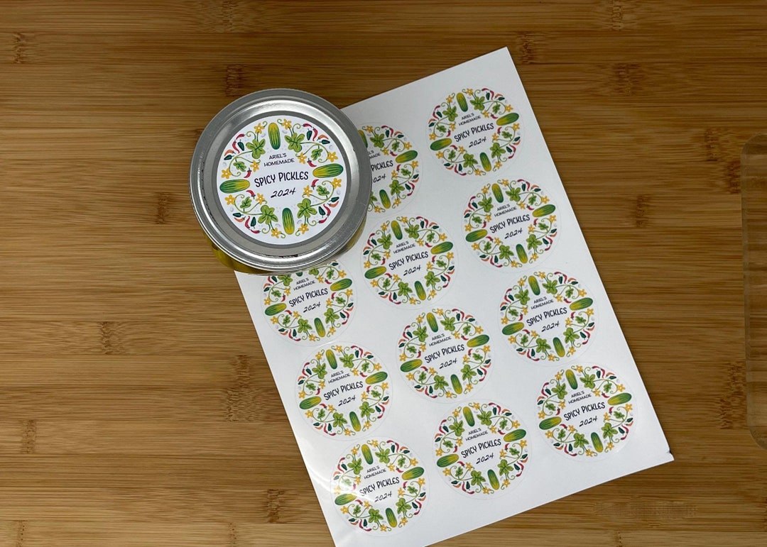 Custom Pickle Canning Labels - Sheet of 12 Stickers - Etsy