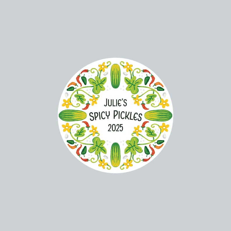 Custom Pickle Canning Labels - Sheet of 12 Stickers - Etsy