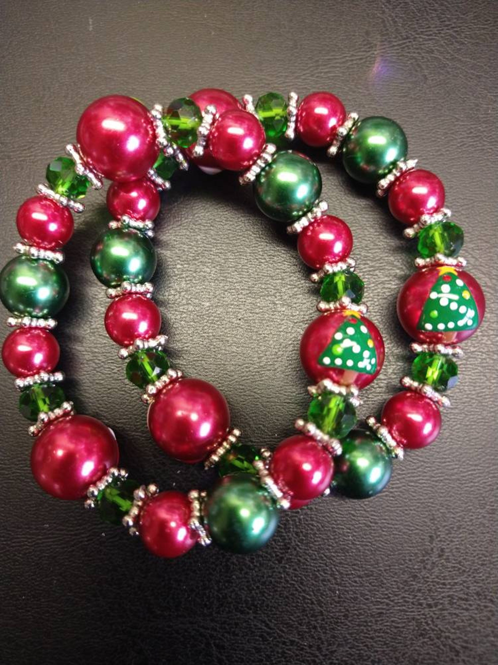 Christmas bracelets beaded bracelet sets holiday jewelry | Etsy