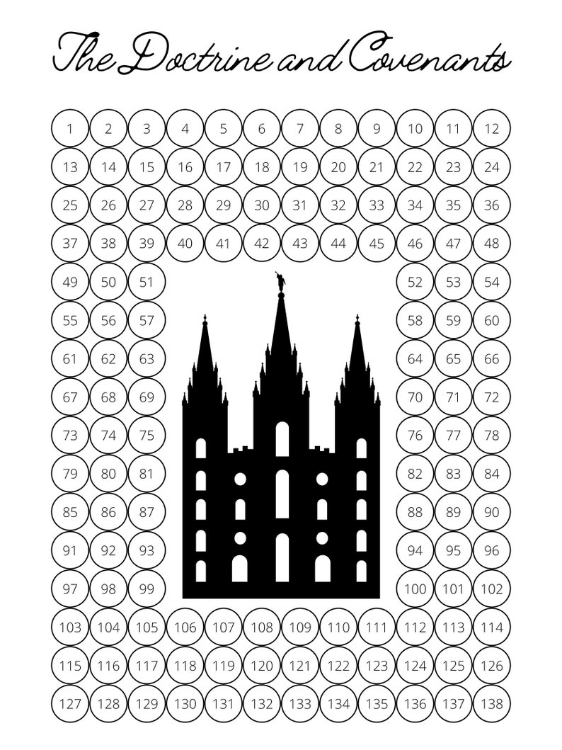 Doctrine and Covenants Poster Size Reading Charts D&C LDS 8.5x11, 18 ...