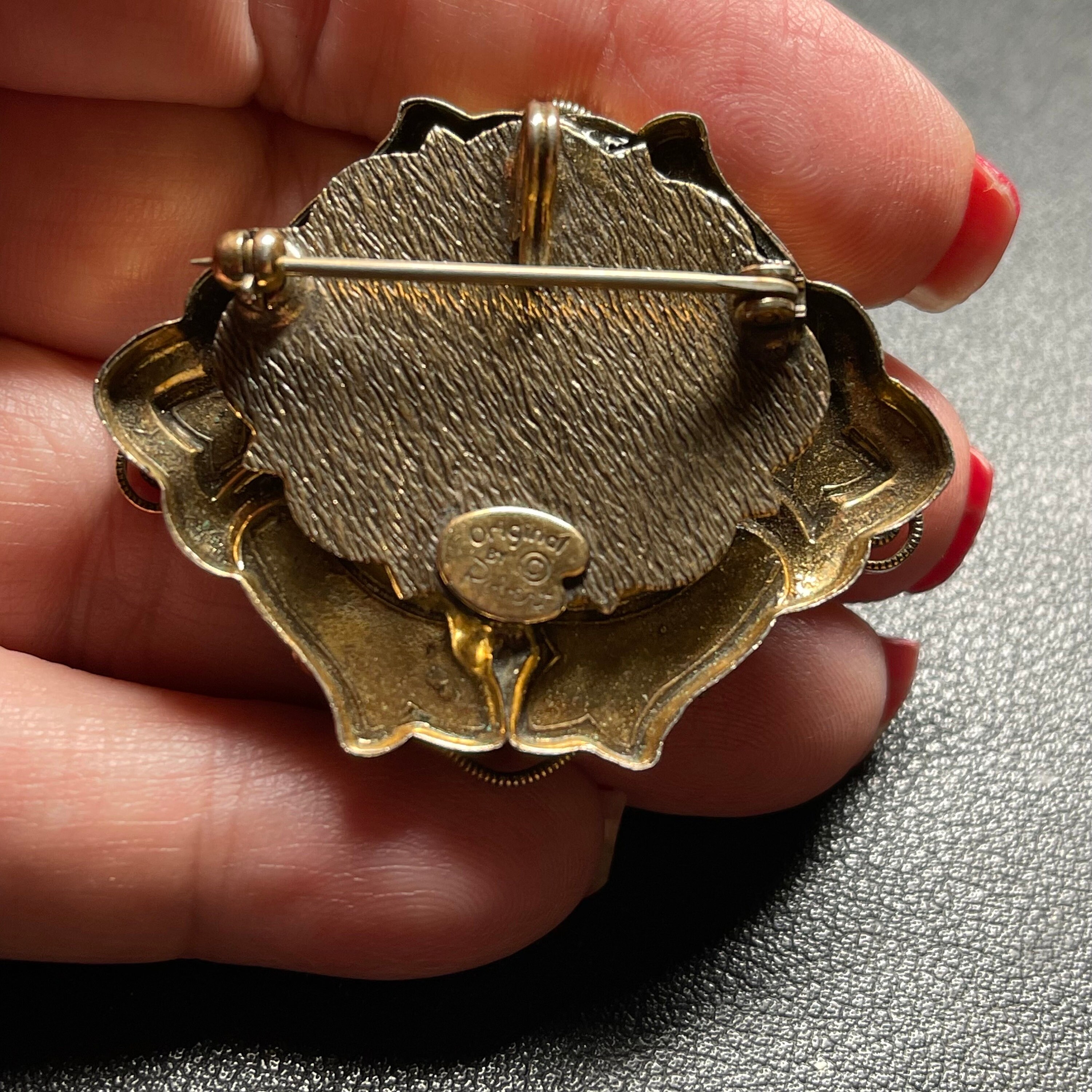 Vintage Signed ORIGINAL by ROBERT Black Cabochon Brooch Pendant MCM - Etsy