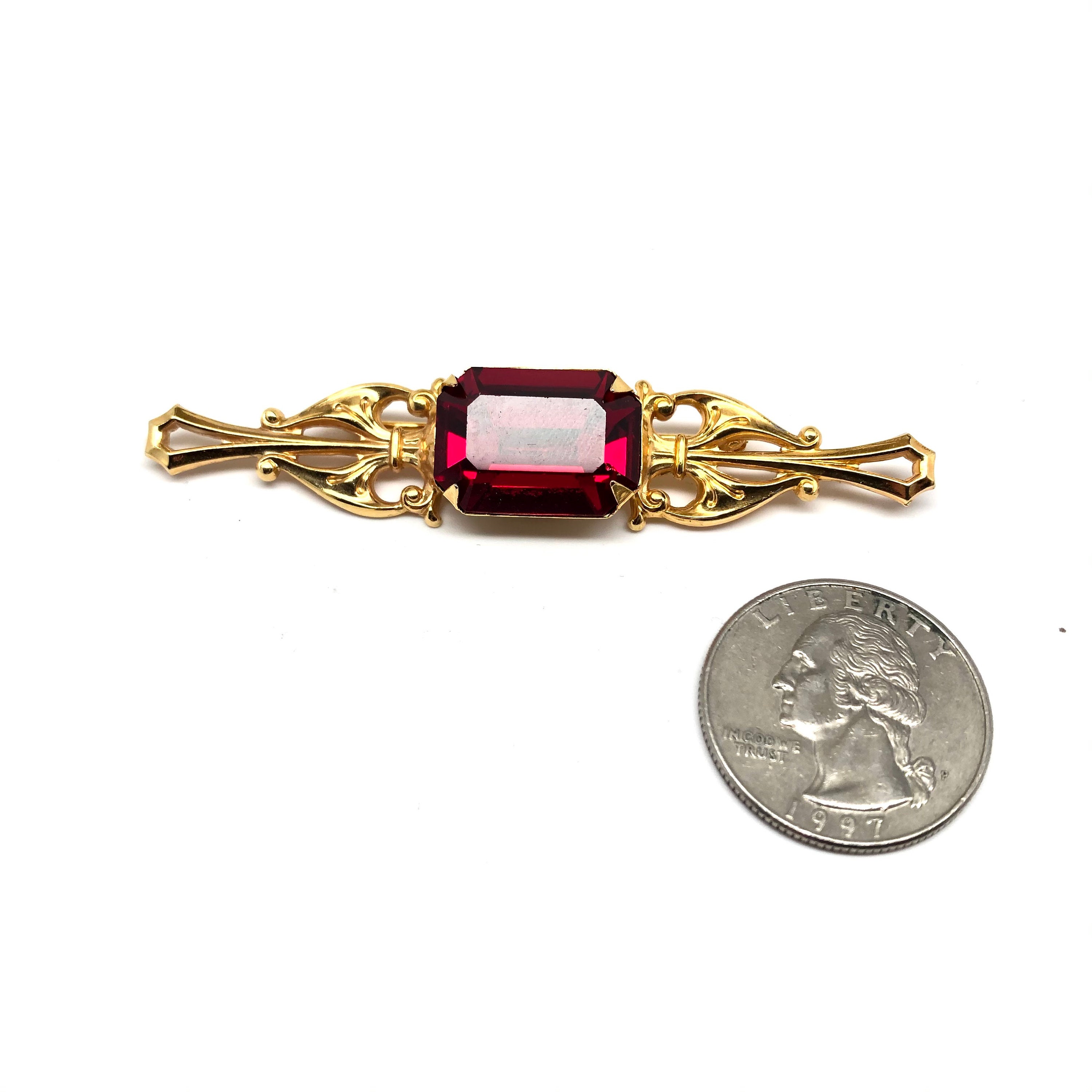 Vintage 1960s RARE VOGUE JLRY Gold Tone Large Red Rhinestone - Etsy