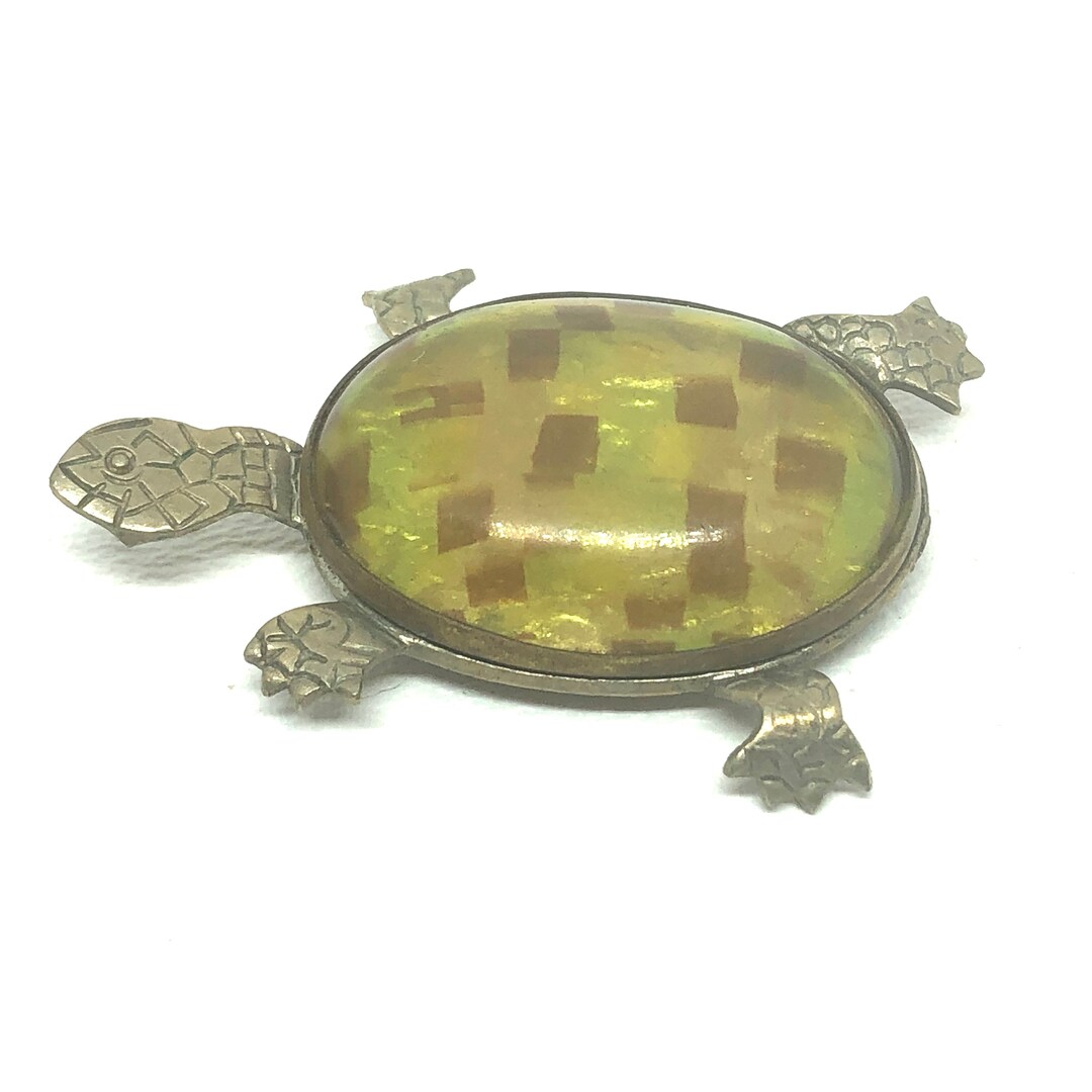 Victorian Silver Turtle With Plastic Foiled Painted Body Brooch ...